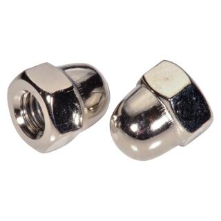 DIN 1587 Hutmuttern Sechskant Messing vernickelt hohe Form, 14,28